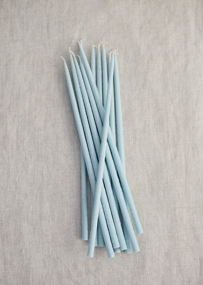 Powder Blue Slim Taper Candles – The Future Kept